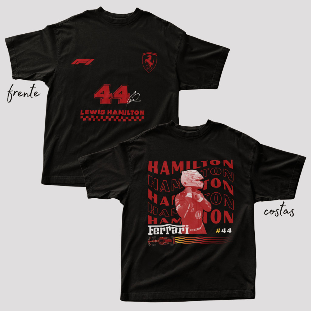 Camiseta 100% Algodão Formula 1 2025 Lewis Hamilton Piloto Ferrari ...