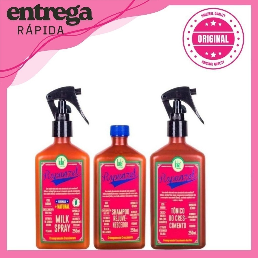 Rapunzel Shampoo + Tônico do Crescimento + Milk Spray - Lola Cosmetics ...