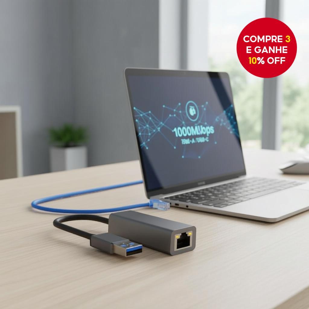 Placa de Rede USB C para RJ45 1000Mbps com USB 3.0 para MacBook ...