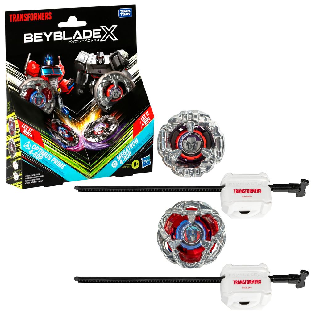 Beyblade X Transformers Colaboração Optimus Prime 4-60P vs Megatron 4 ...