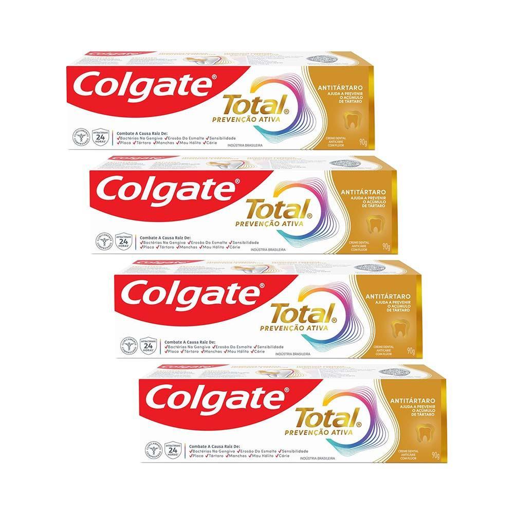Kit 4 Cremes Dentais Colgate Total Anti Tártaro 90g | Shopee Brasil