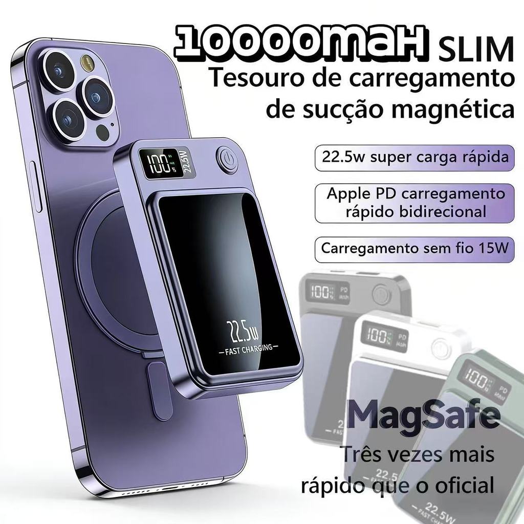 2 EM 1 Carregador Portátil 10000mAh 22.5W Super carregamento rápido ...