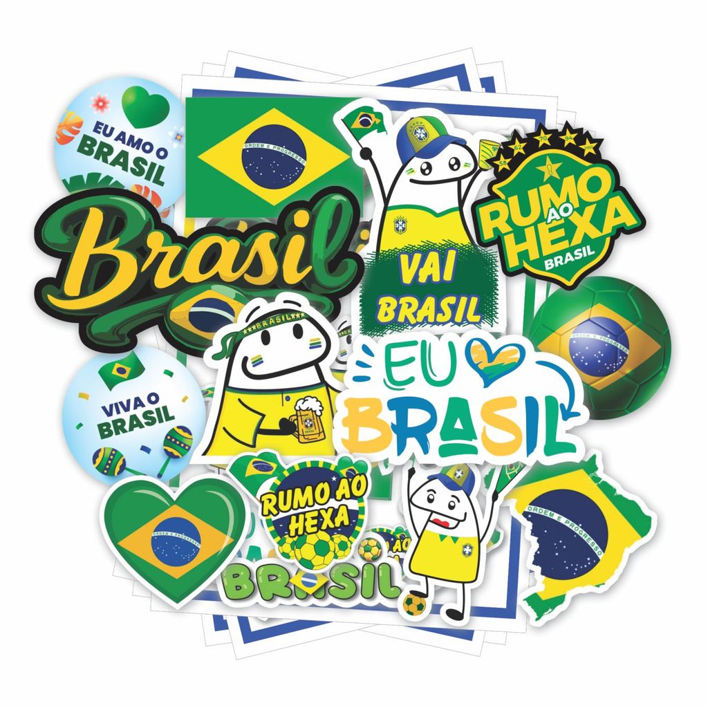 Kit Adesivos Copa Do Mundo 2026 Bandeira Brasil Rumo Hexa Sticker Para ...