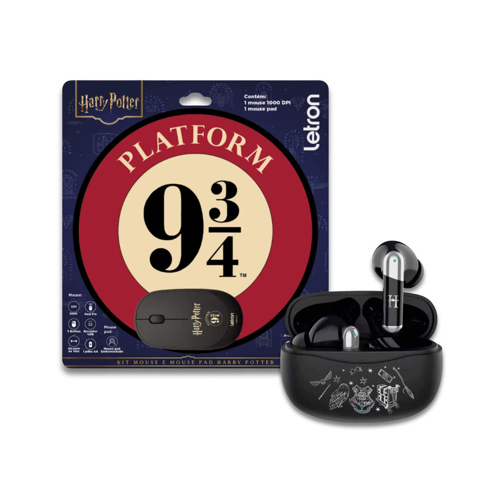 COMP Kit Harry Potter Letron - Fones Bluetooth + Mouse sem Fio | Shopee ...
