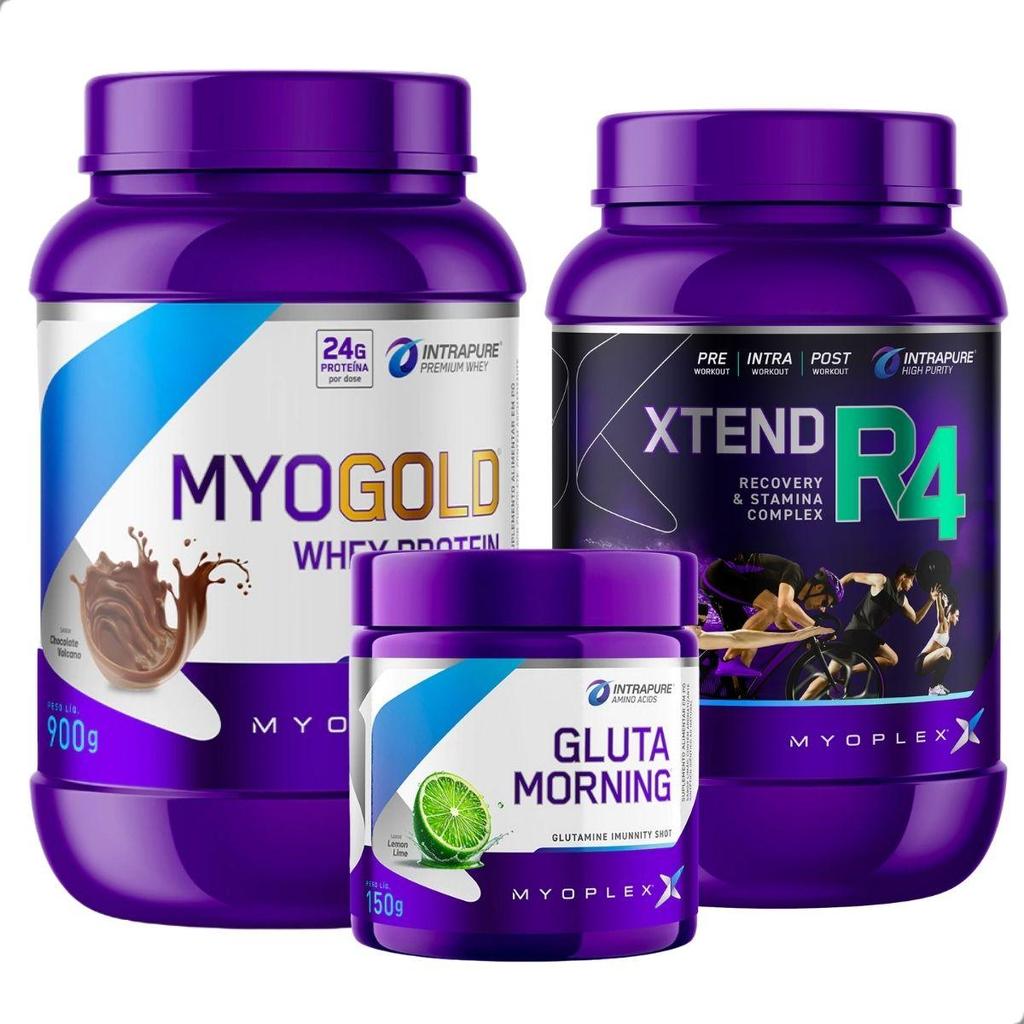 Myo Gold Chocolate + Gluta Morning + Xtend R4 Myoplex | Shopee Brasil