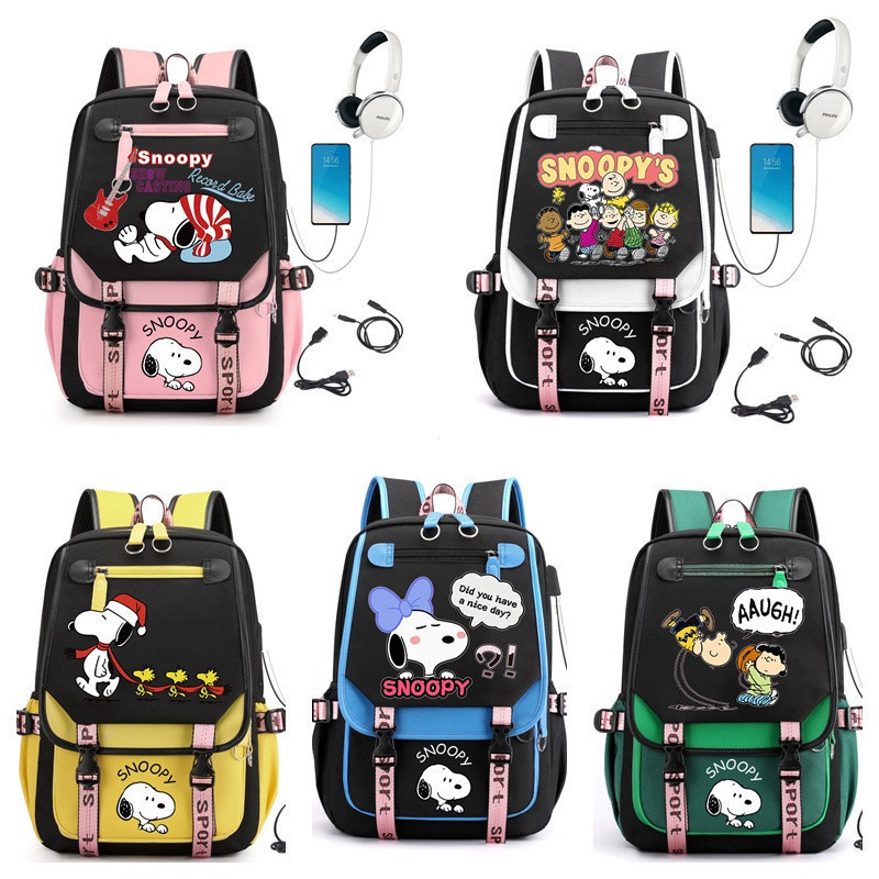 42741 Mochila Snoopy Coreana para Mulheres, Mochila Escolar para Laptop ...