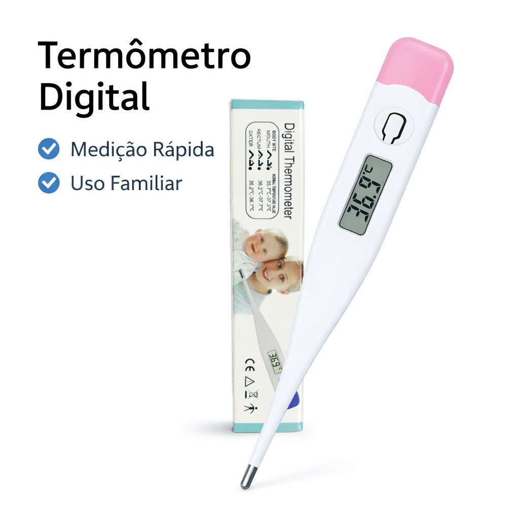 Termômetro Digital LCD Rápido para Febre Bebê Infantil e Adulto ...