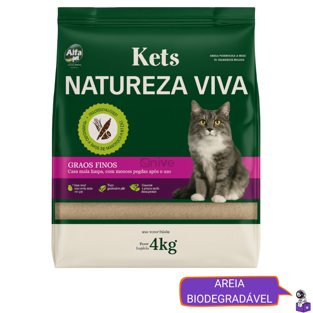 1 Unidade Areia para Gatos Kets Natureza Viva 4kg Biodegradável ...