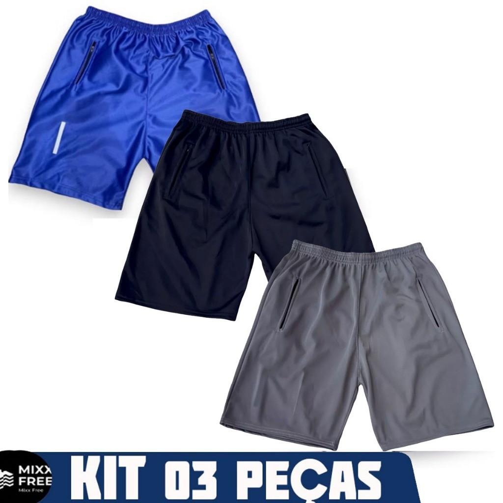 Kit 3 Bermuda Esportiva Masculina Short Para Corridas e Academia ...