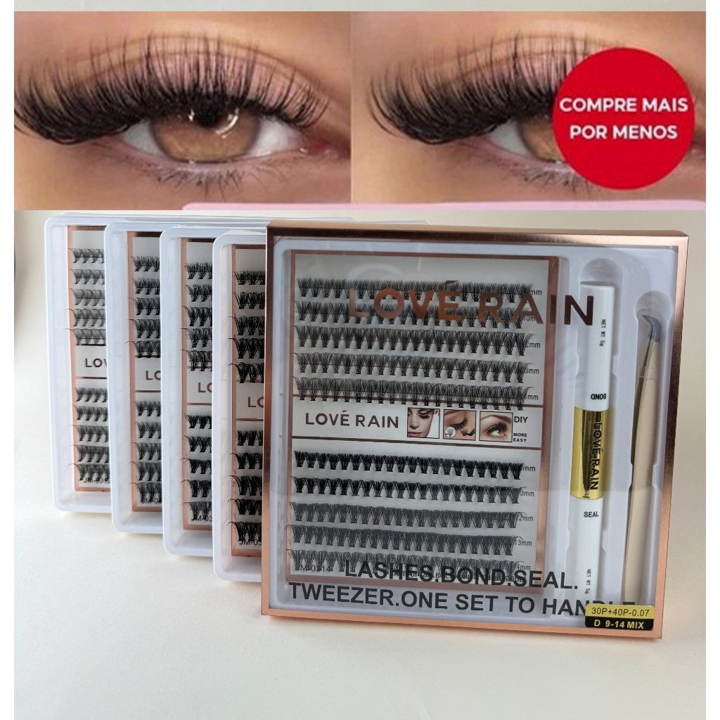 Kit De Pacotes De Cílios Postiços De Vison-200 Clusters De Volume 0.07D ...