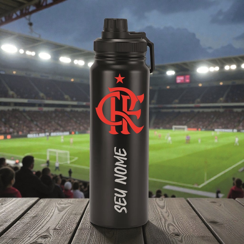 Garrafa Inox Térmica Personalizada do CRF Flamengo Com Seu Nome 800ml ...