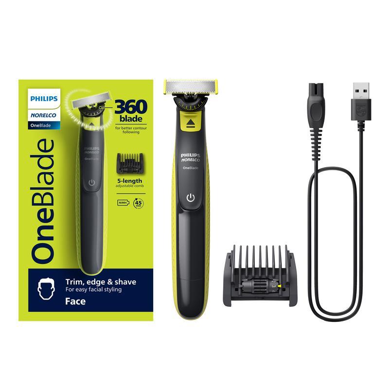 Philips Norelco OneBlade 360 Face, Electric Trimmer and Shaver, QP2724 ...
