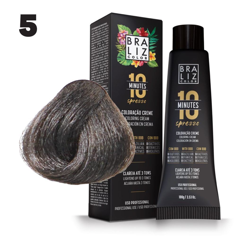 Coloração Braliz Sprezzo Cor: 5 Castanho Claro 100g | Shopee Brasil