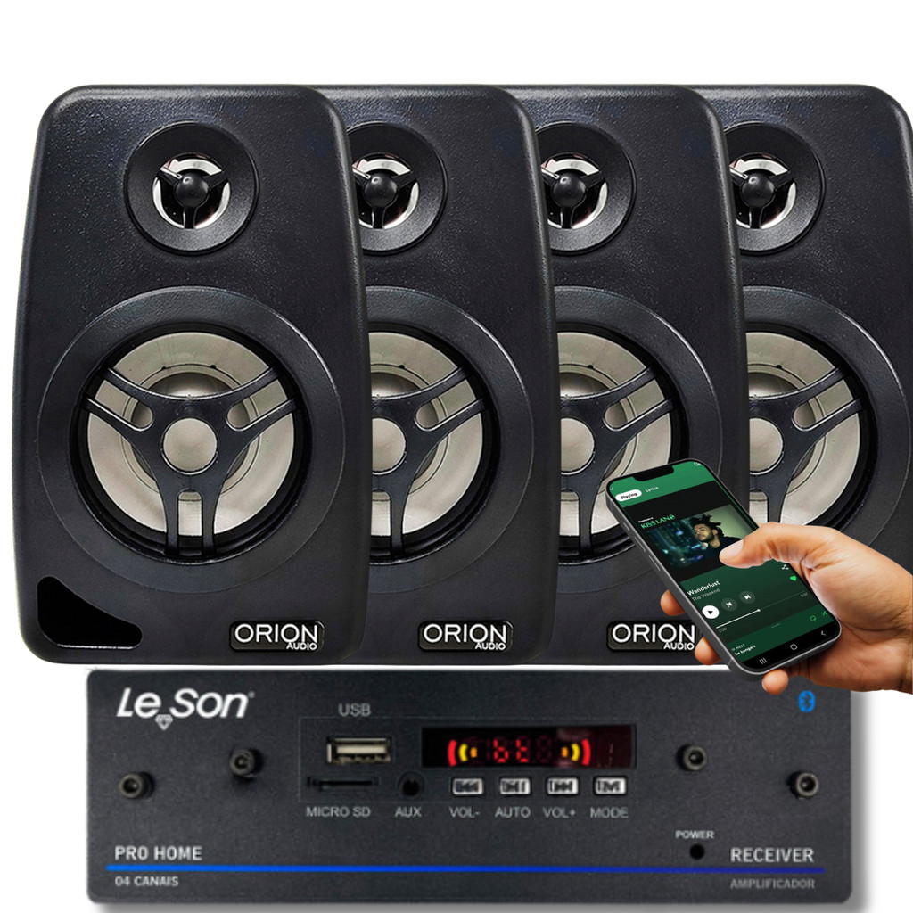 Kit Amplificador Receiver Pro Home Leson 120w Som Ambiente + 4 Caixas ...