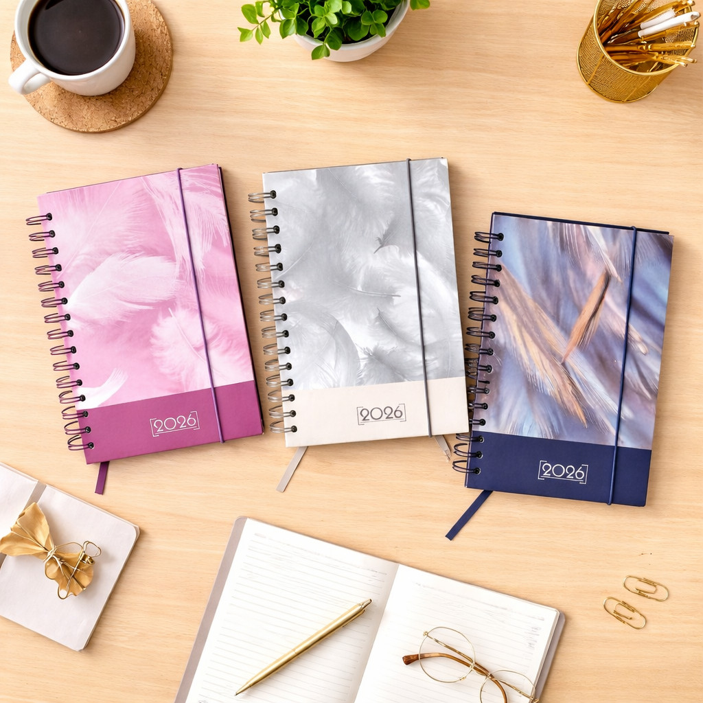 Agenda 2026 Capa Dura Lisa Tamanho A6 Espiral Com Marca Páginas Para ...