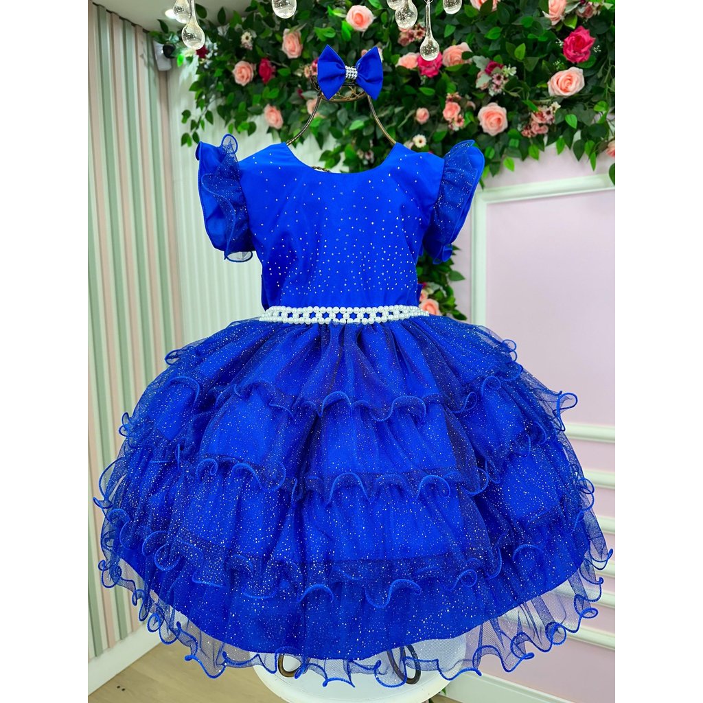 Vestido Ysa Kids Belinda Azul Royal | Shopee Brasil