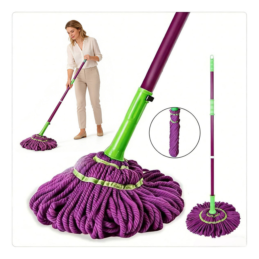 Esfregão Mop De Limpeza Auto Torção 360° ,Rodo De Limpeza Em Microfibra ...