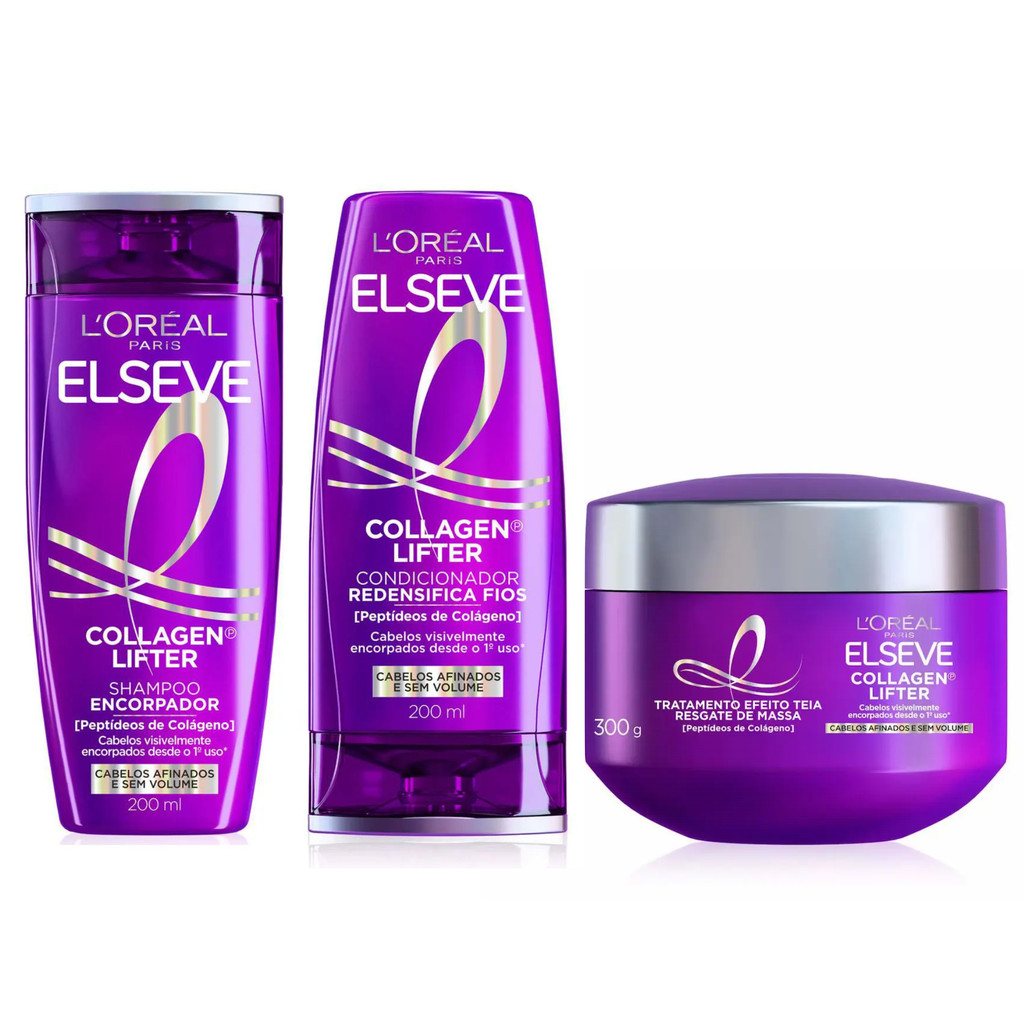KIT ELSEVE COLÁGENO LIFTER SHAMPOO + COND + MÁSCARA - LANÇAMENTO ...