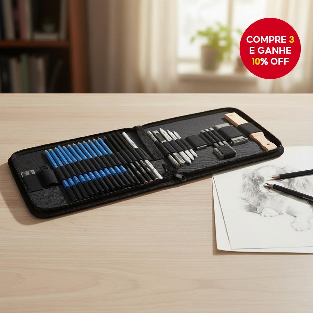 Conjunto de 24 Lápis de Desenho Kit Completo de Arte para Artistas ...