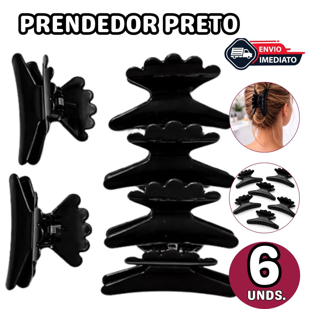 Kit 6 Prendedores Piranhas de Cabelo Clip de Moda | Shopee Brasil
