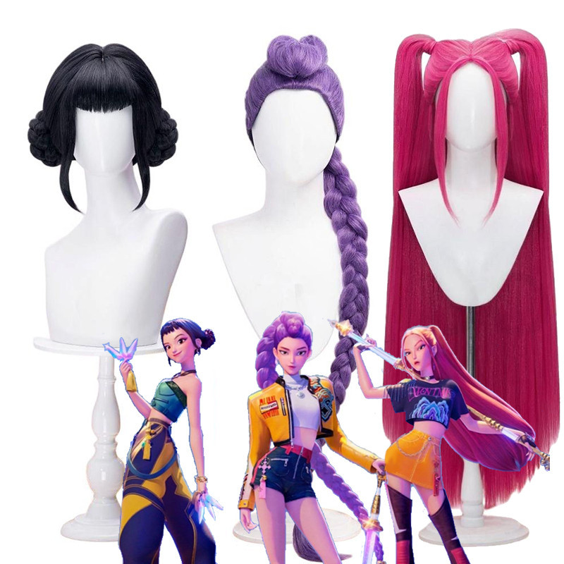 Peruca Guerreiras do Kpop Cosplay Peruca Mira Rumi Zoe Caçadores Roxo ...