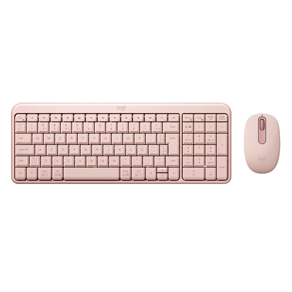 Combo Teclado e Mouse Logitech Sem Fio Layout ABNT2 MK250 Rosa | Shopee ...