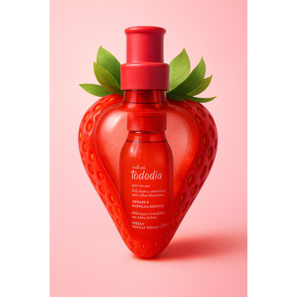 Body Splash Morango E Baunilha Dourada Lançamento Natura TodoDia 200 Ml ...