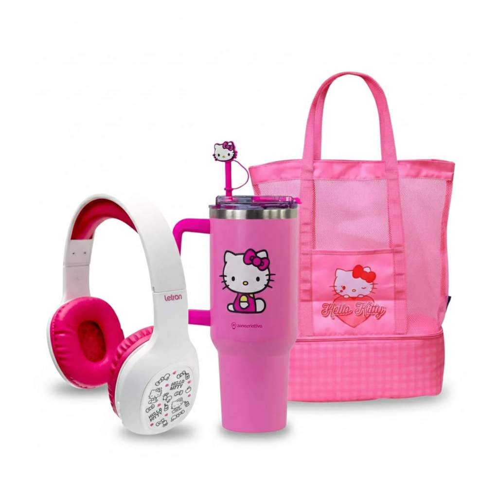 COMP Kit Hello Kitty - Headphone Bluetooth + Copo Térmico 1,15L + Bolsa ...