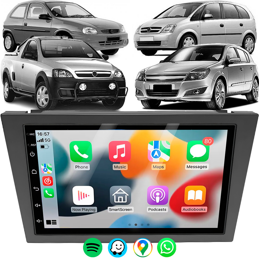 Kit Multimidia H-Tech 7 Pol Carplay Android Auto + Moldura Din Gm ...