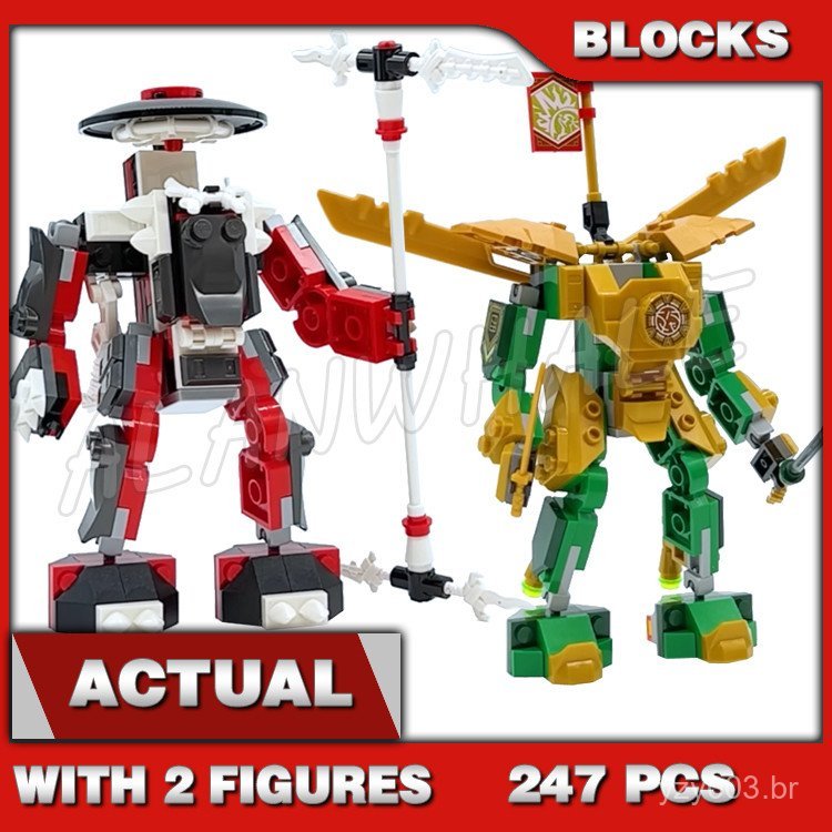247 Peças Ninjago Lloyd Mech Battle EVO Robôs Guerreiros de Osso Verde ...