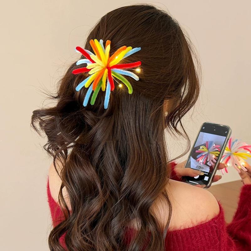 [love] Grampo De Cabelo Colorido Com Tira De Fogos De Artifício , Para ...