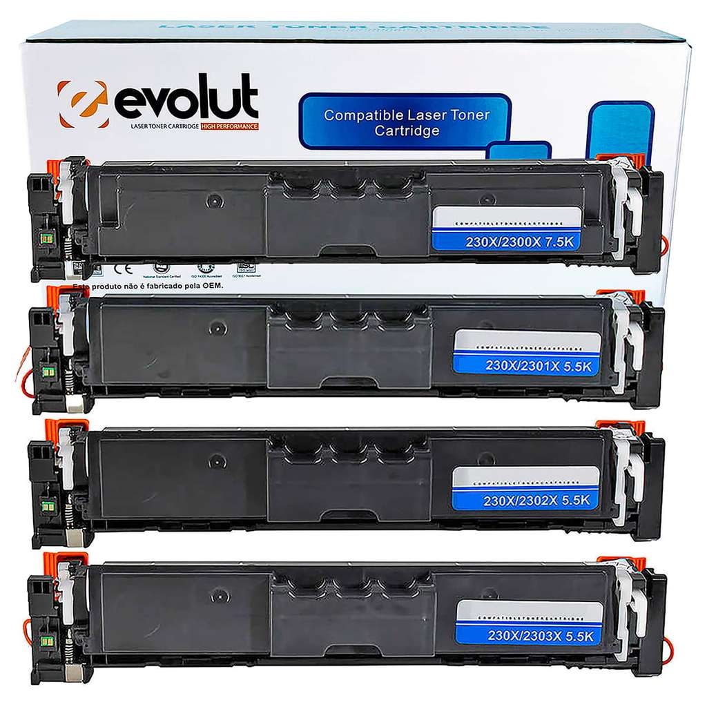 Kit 4 Cores Toner Compatível com 230X para LaserJet Pro MFP 4303fdw ...