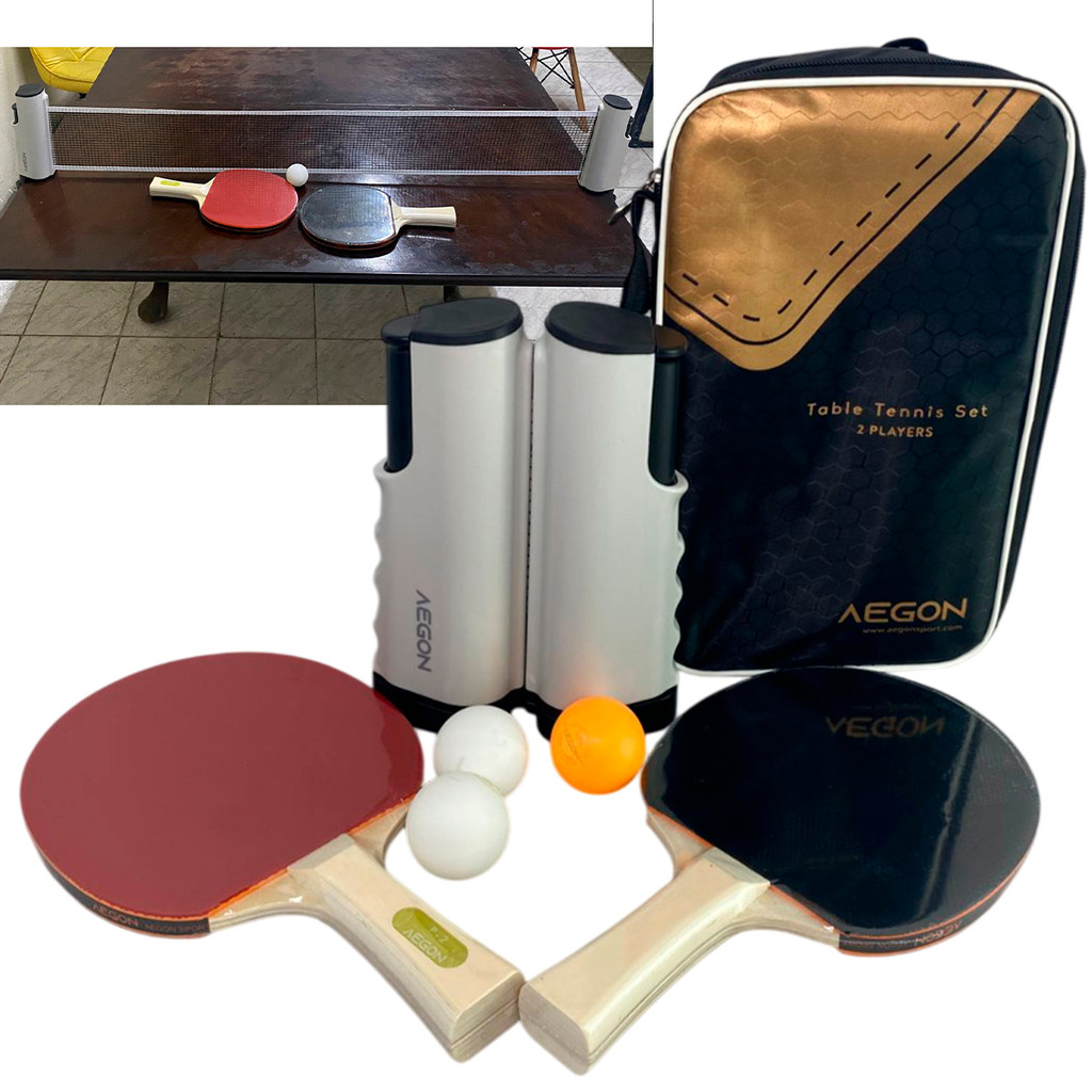 Kit Raquete Rede Retratil Ping Pong Tenis Mesa 3 Bolinhas Conjunto ...