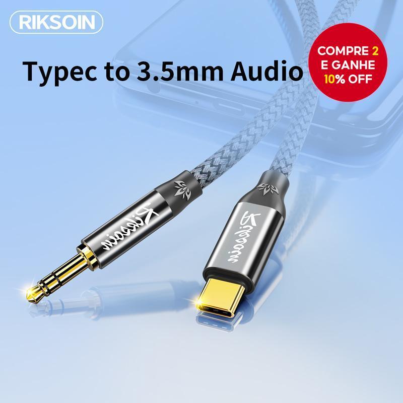 Cabo Tipo C para 3.5mm Audio Aux Jack para iPhone 16 Pro 15 Pro Max e ...