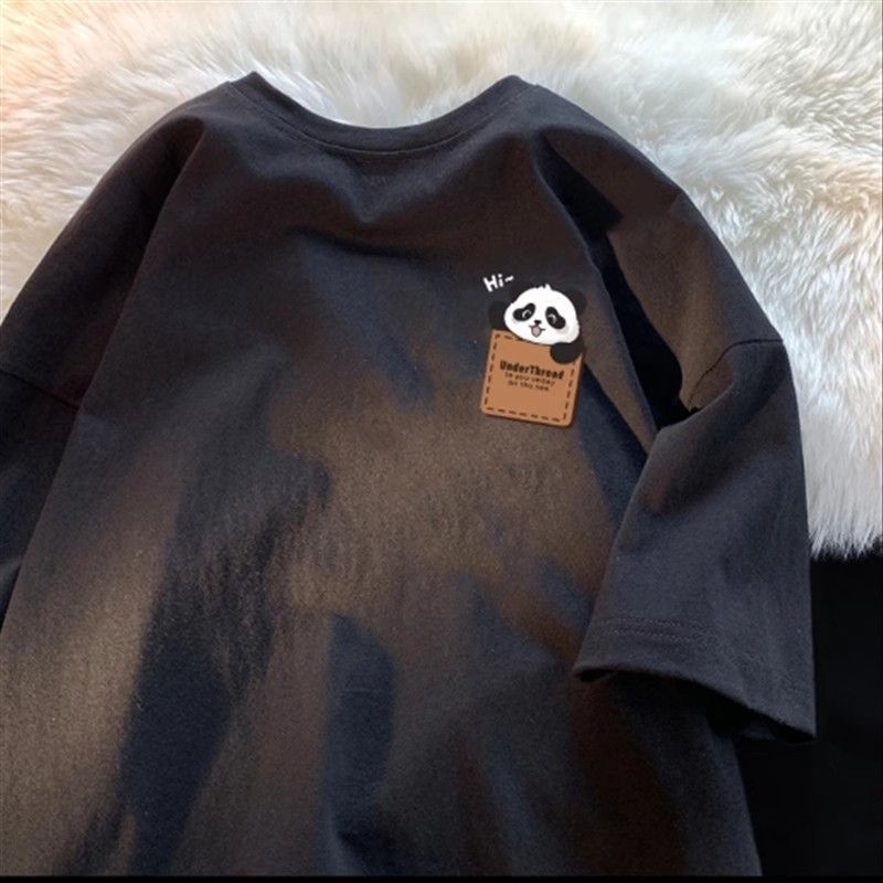 2026 Moda 2026 Panda Estampa Camiseta Manga Curta Verão Americano ...