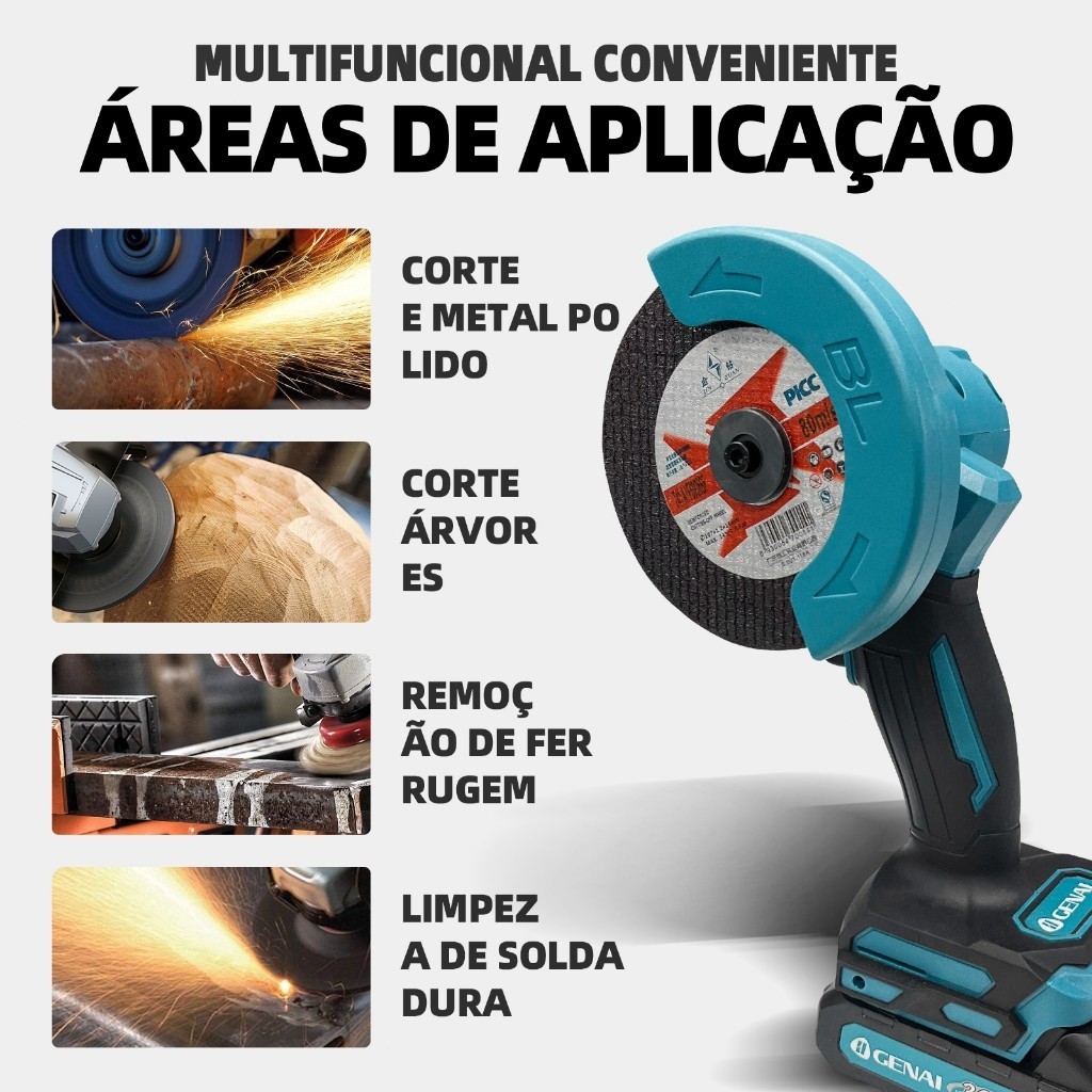 Mini rebarbadora angular de corte de 4” 5 conjuntos 2 pilhas 1 ...