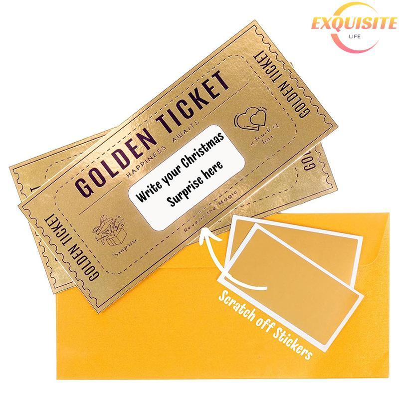 [EL-t] 1 Conjunto De Luxo Dourado Bilhete Surpresa Raspar Cartão De ...