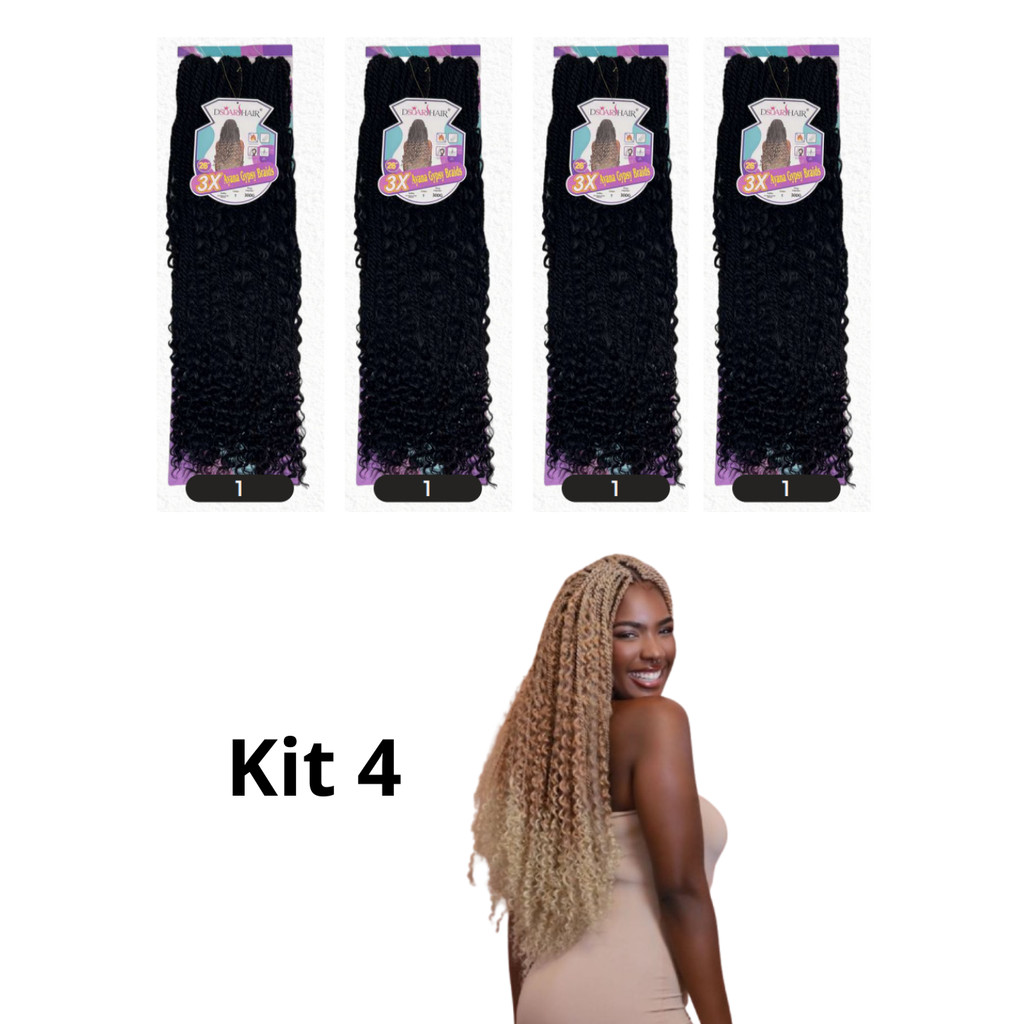 Kit com 4 Bio Organico AYANA GYPSY Braids Twist com Cachos Crochet ...