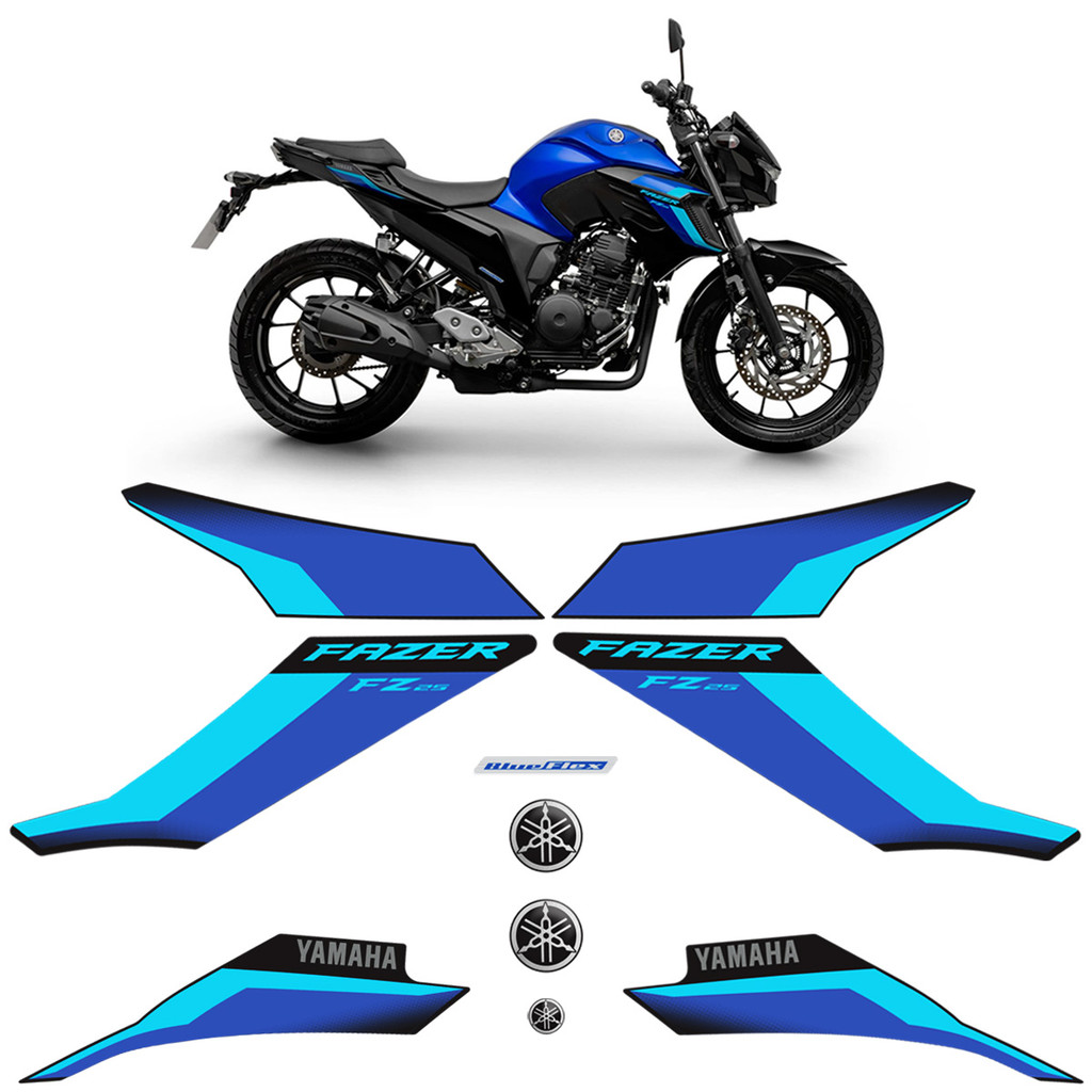 Adesivos Para Yamaha Fazer 250 Fz25 2024 Moto Azul + Logos | Shopee Brasil