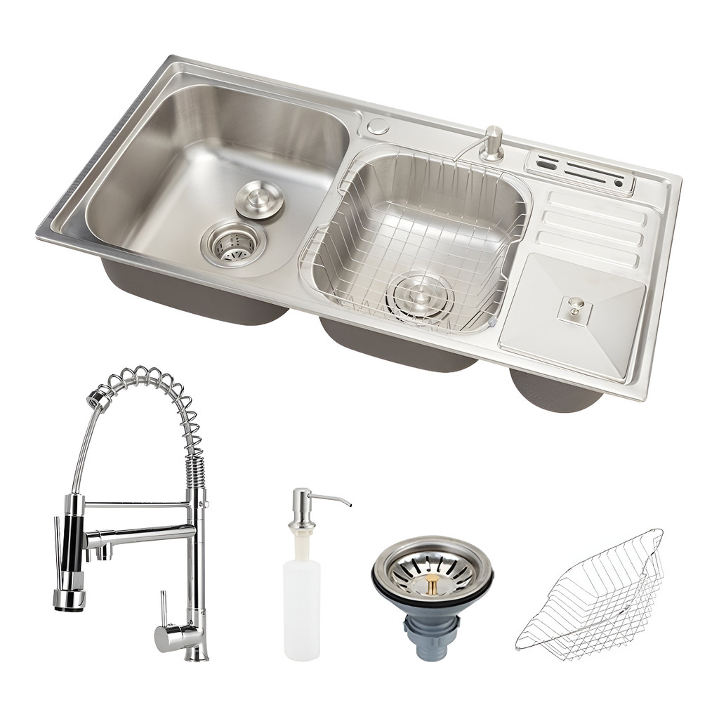 Kit cuba para cozinha pia dupla em aço inox com lixeira nukini e ...