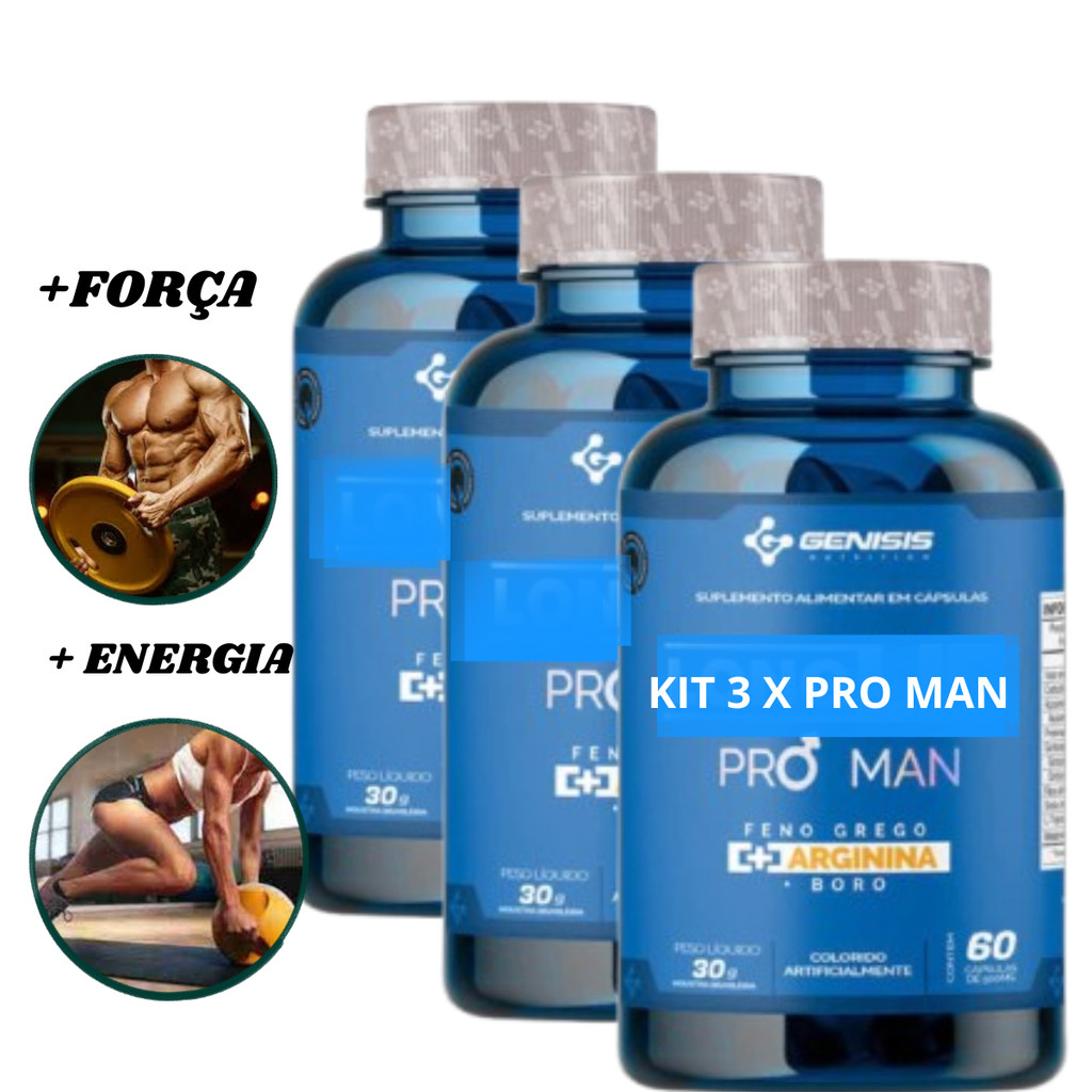 Kit 3 X Suplemento Natural Original Pro Man ,Energia , força e ...