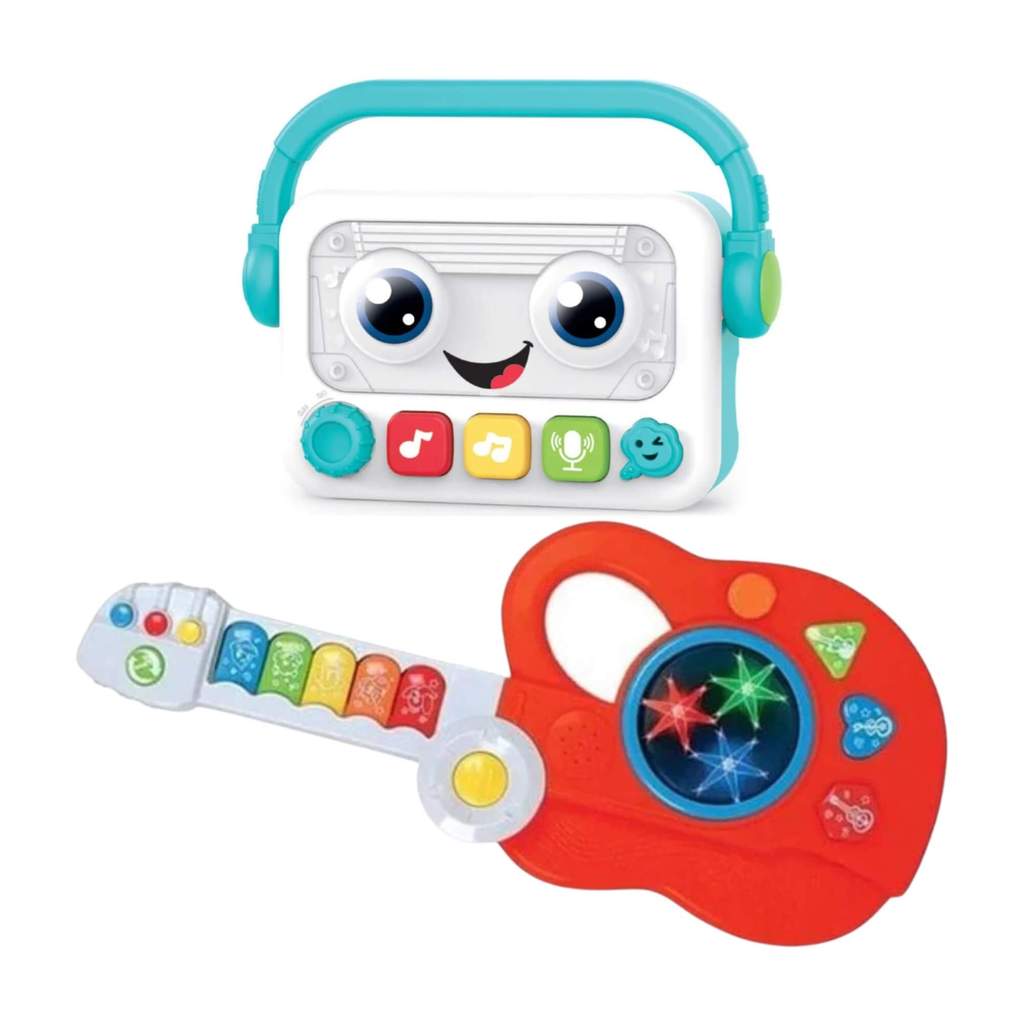COMP Kit Brinquedos Musicais Guitarra Piano e Tambor + Gravador ...