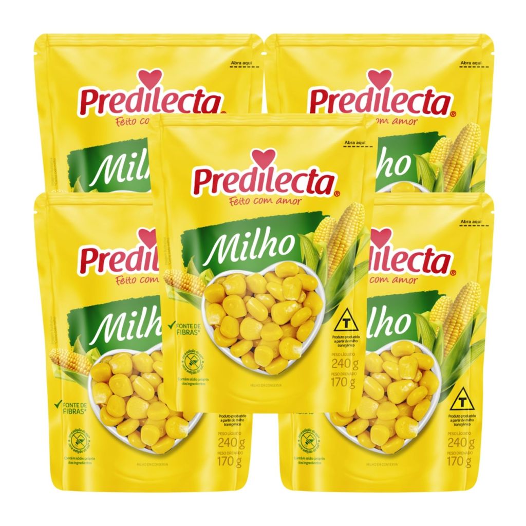 Milho Verde em Conserva Predilecta Sachê 170g - Kit 5un | Shopee Brasil