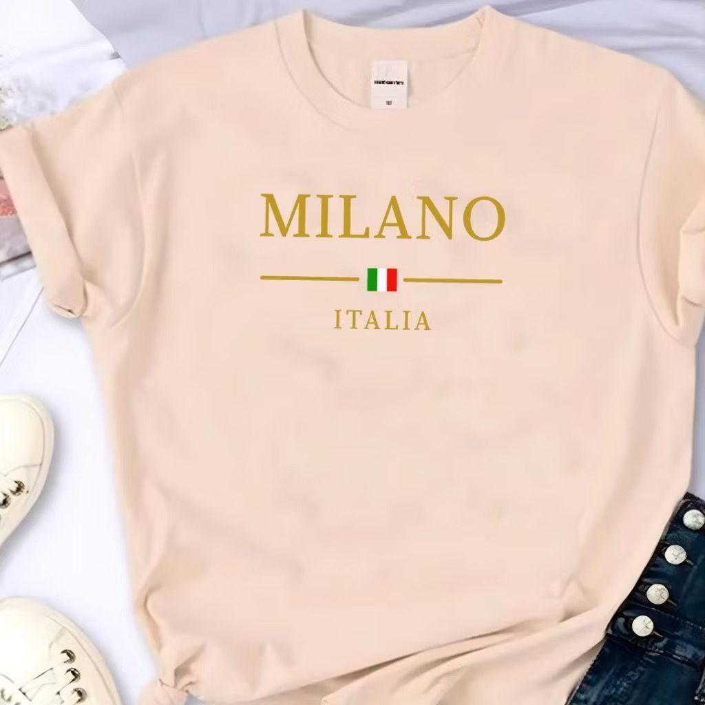 Camiseta Blusa T-Shirt Estilosa Linda Feminina Milano Italia Camisa ...