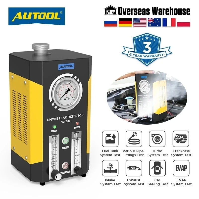 AUTOOL SDT206 Detector De Vazamento De Fumaça DC 12V Tubo De Admissão ...
