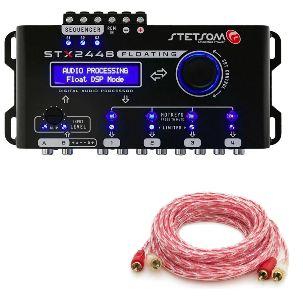 Processador de Audio Digital Stetsom STX2448 Floating 4 Vias + Cabo RCA ...
