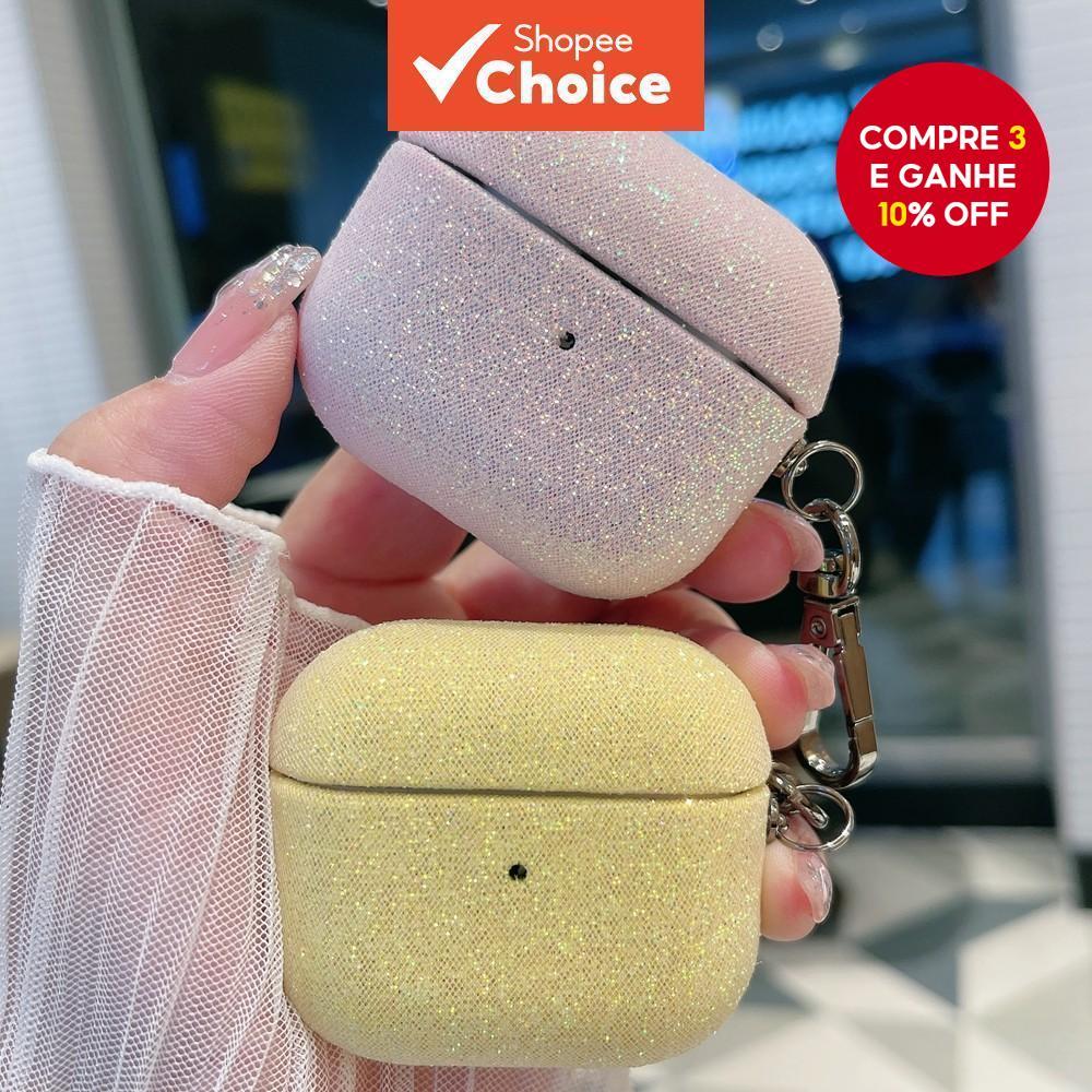 Capa de fone de ouvido luxuosa com brilho para AirPods 4 ANC 3 Pro3 ...