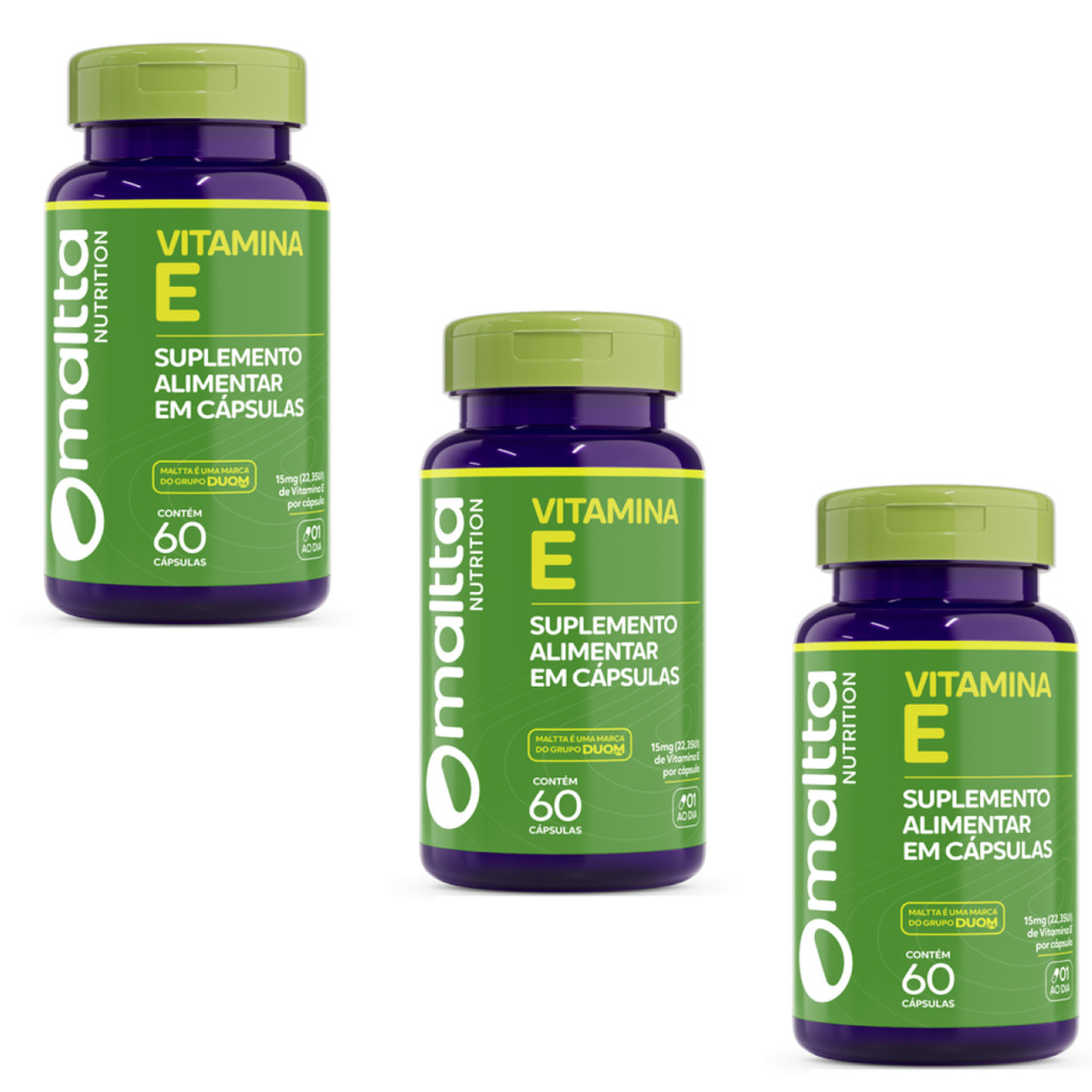 Kit 3x Vitamina E Antioxidante 1 Cápsula Ao Dia Malta Duom 60 Cápsulas ...