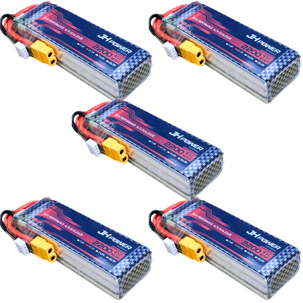 5 Bateria lipo 3s 11.1v 2200mah 45c plug XT60 RC JH Power Aeromodelo ...