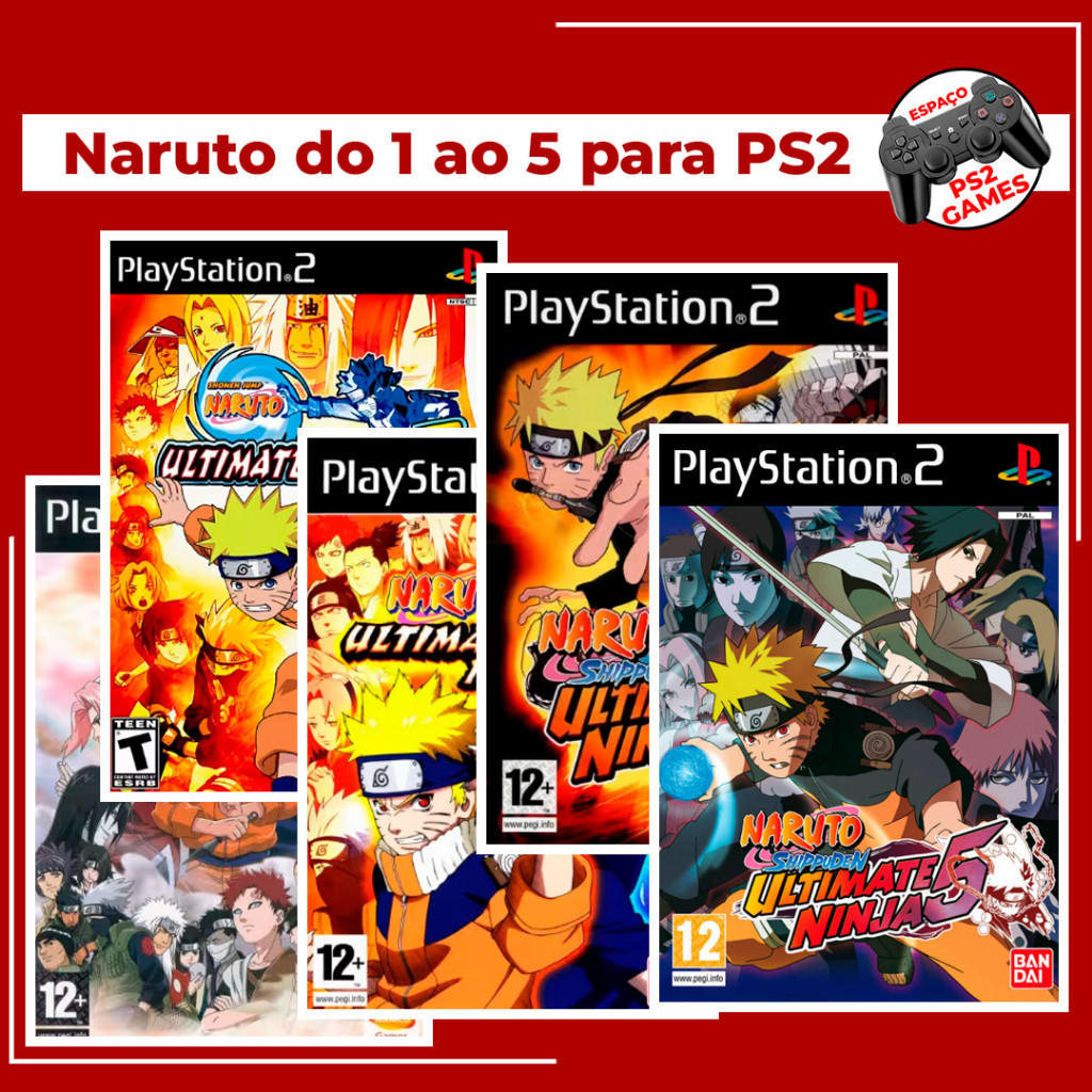 Kit 5 jogos naruto Ultimate ninja 1 ao 5 PS2 DVD playstation 2 jogos ...